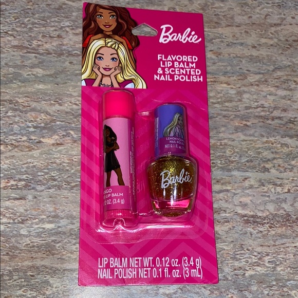 Barbie | Makeup | Barbie Pink Lip Balm And Gold Nail Polish Set | Poshmark